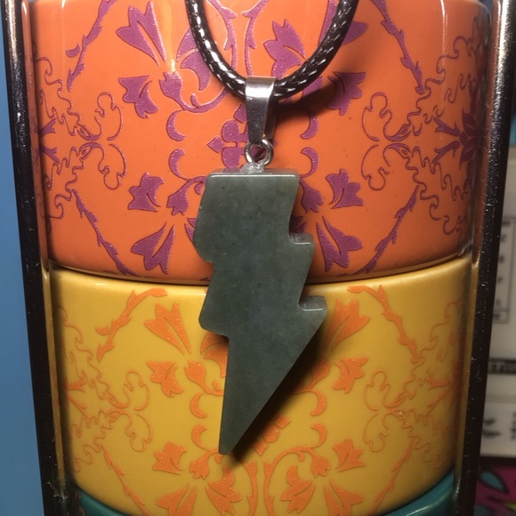 Accessories | Lightning Bolt Carved Stone Pendant Necklace | Poshmark